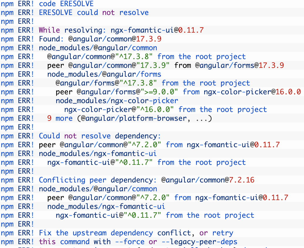 npm installで「npm ERR! peer @angular/common@”^7.2.0″ from ngx-fomantic-ui@0.11.7」 | IT資格マニアのエンジニア ...