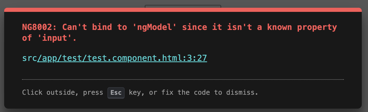 Angularで「NG8002: Can’t bind to ‘ngModel’ since it isn’t a known ...