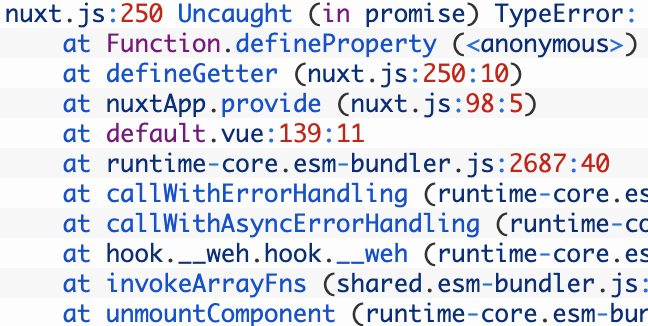 Nuxt.jsで「Uncaught (in promise) TypeError: Cannot redefine property ...